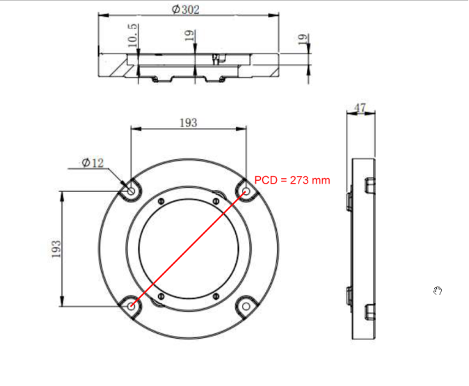 PSA 12" 4 Hole to IEC 8" Adaptor Ring - Airfield Lighting Systems